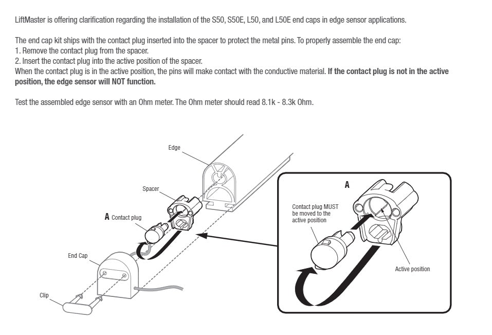 LiftMaster S50E Edge End Caps | Canada Free Shipping - Overhead Door ...